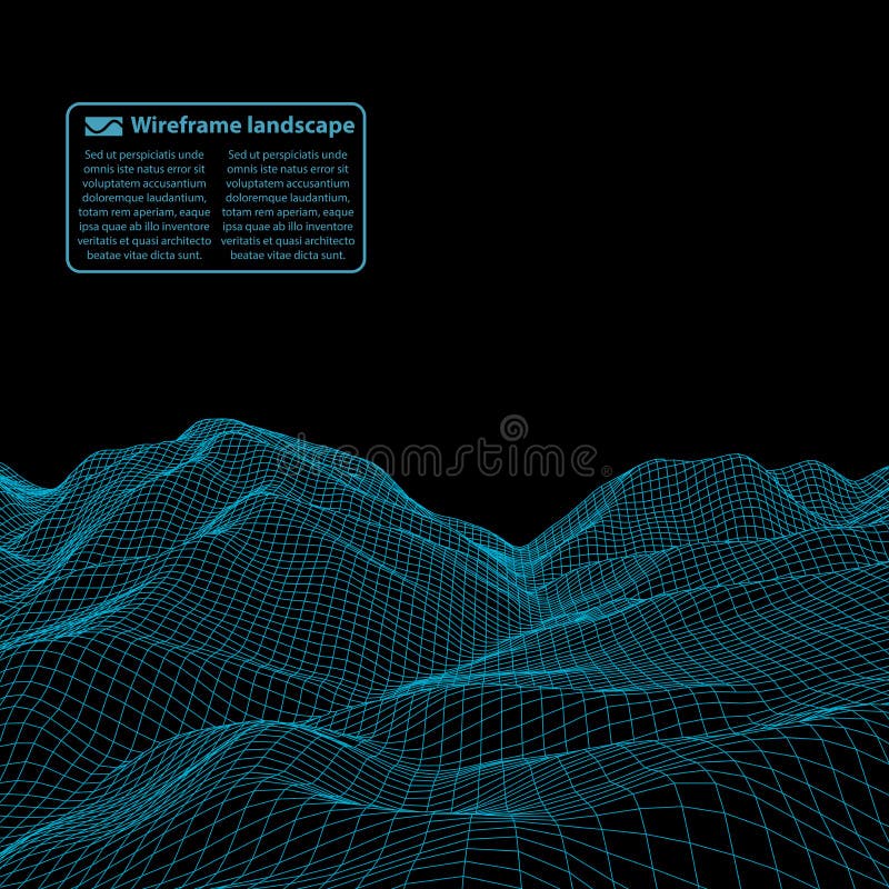 Wireframe Landscape Wire. Wireframe Terrain Polygon Landscape Design ...