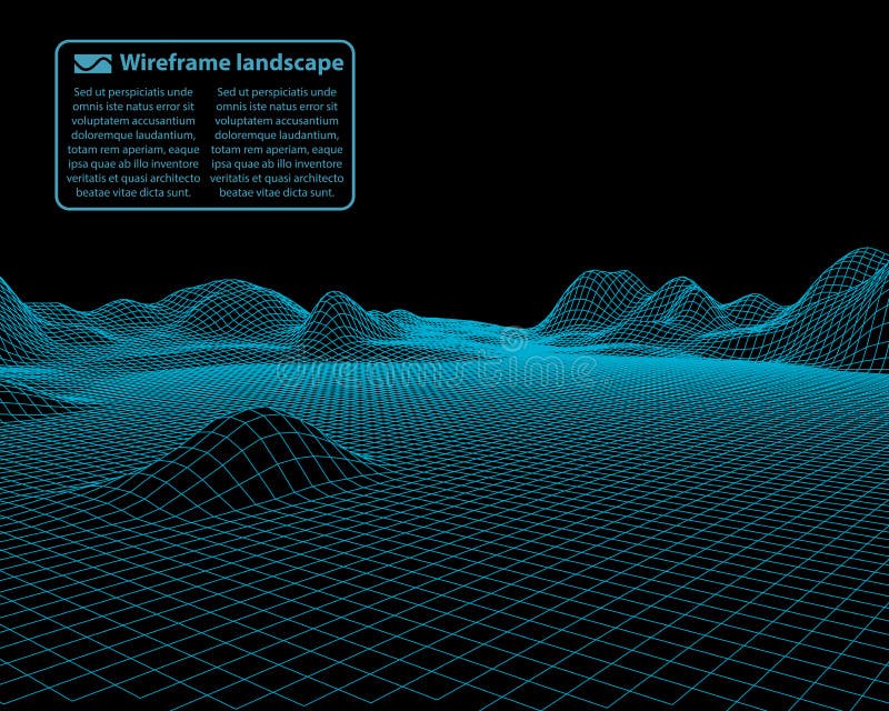 Wireframe Landscape Wire. Wireframe Terrain Polygon Landscape Design ...