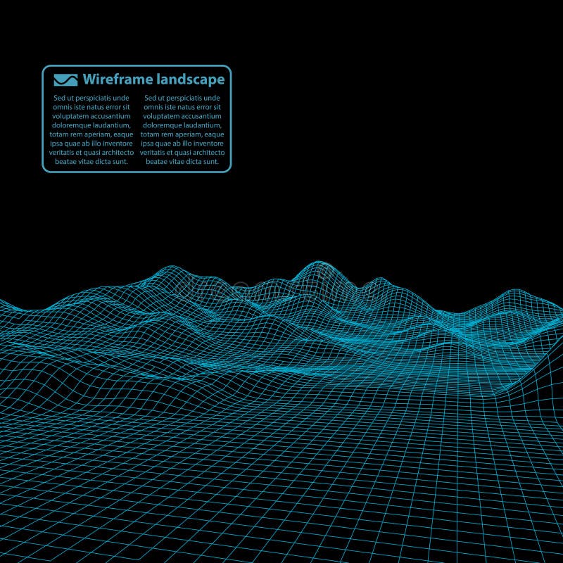 Wireframe Landscape Wire. Wireframe Terrain Polygon Landscape Design ...