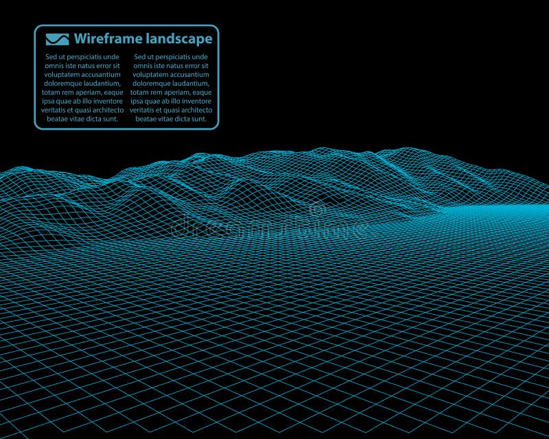 Wireframe Landscape Wire. Wireframe Terrain Polygon Landscape Design ...