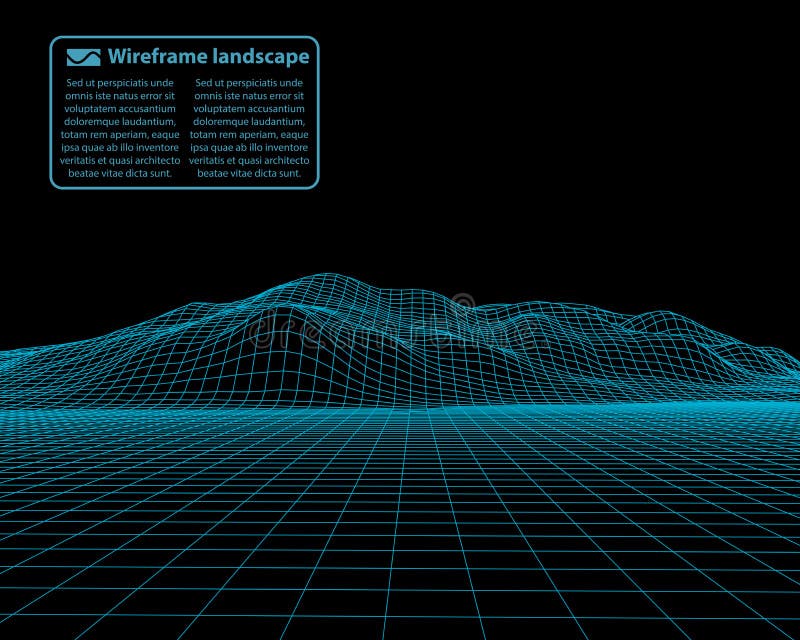 Wireframe Landscape Wire. Wireframe Terrain Polygon Landscape Design ...