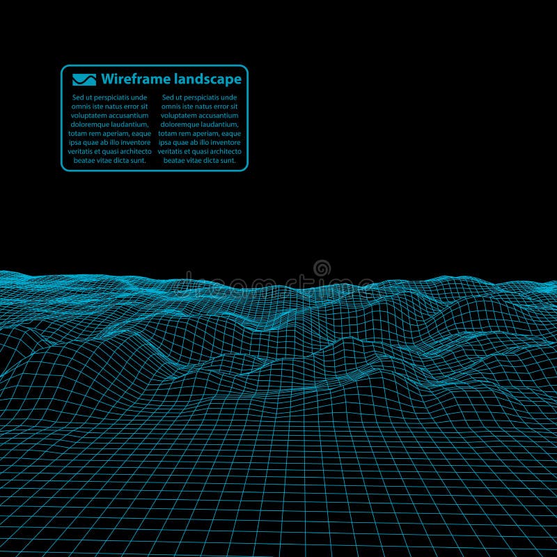 Wireframe Landscape Wire. Wireframe Terrain Polygon Landscape Design ...