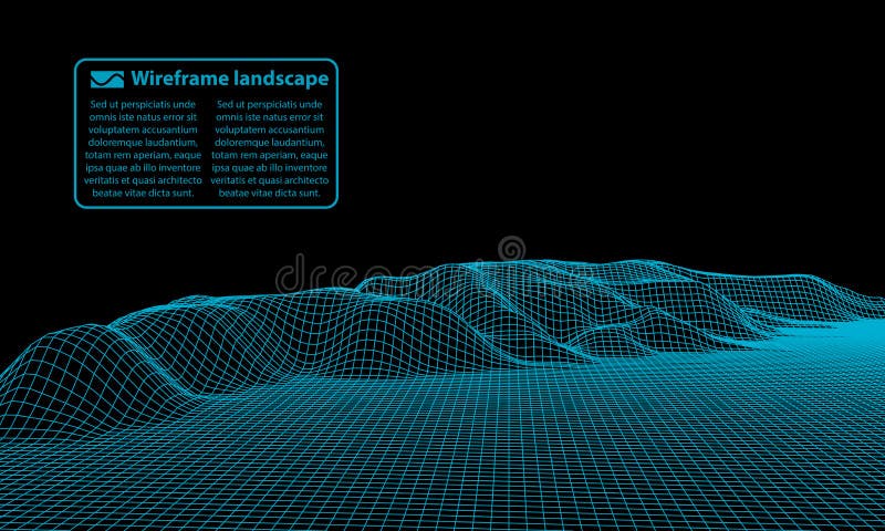 Wireframe Landscape Wire. Wireframe Terrain Polygon Landscape Design ...