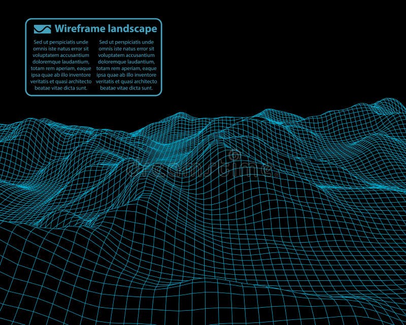 Wireframe Landscape Wire. Wireframe Terrain Polygon Landscape Design ...