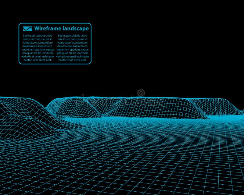 Wireframe Landscape Wire. Wireframe Terrain Polygon Landscape Design ...