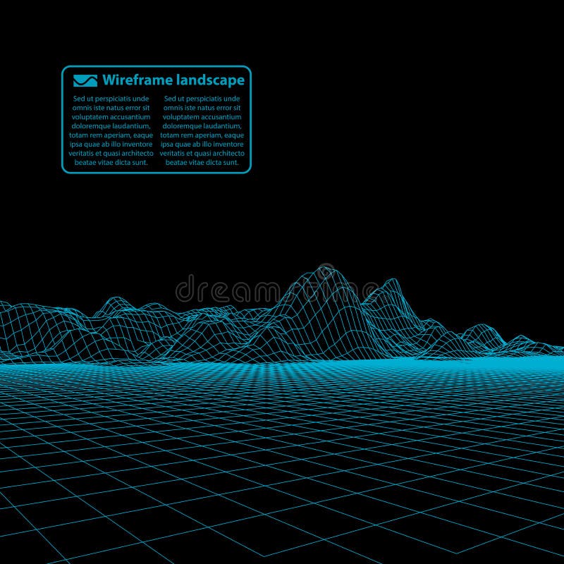 Wireframe Landscape Wire. Wireframe Terrain Polygon Landscape Design ...