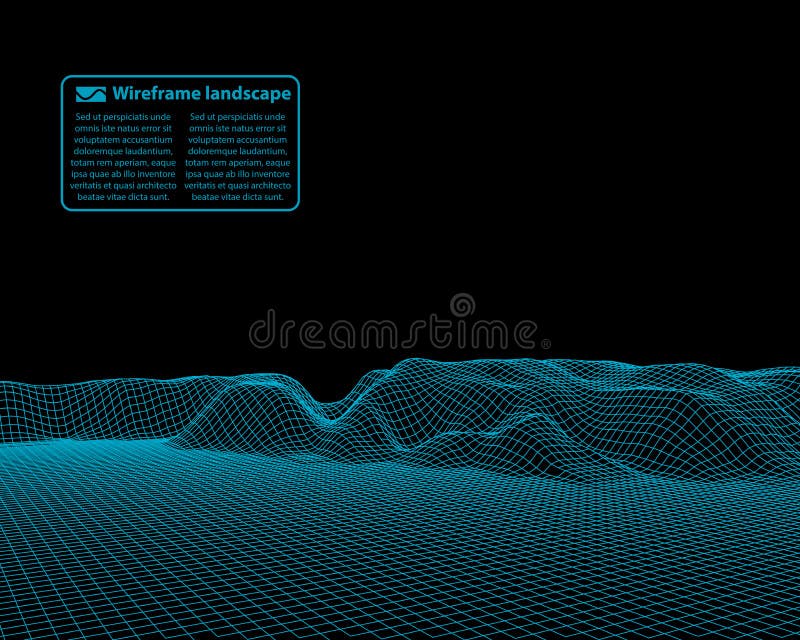 Wireframe Landscape Wire. Wireframe Terrain Polygon Landscape Design ...