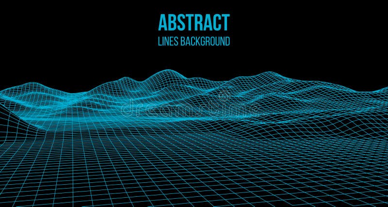 Wireframe Landscape Wire. Wireframe Terrain Polygon Landscape Design ...