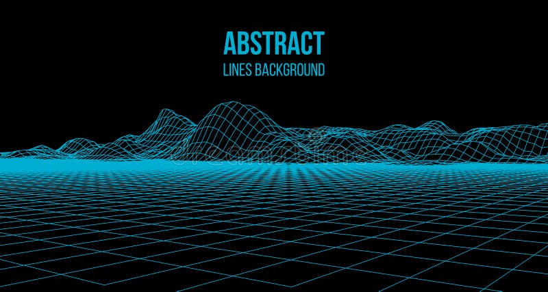 Wireframe Landscape Wire. Wireframe Terrain Polygon Landscape Design ...