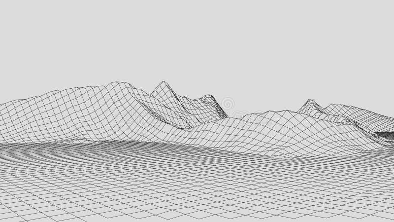 Wireframe Landscape Wire. Wireframe Terrain Lines Landscape Design. 3d ...