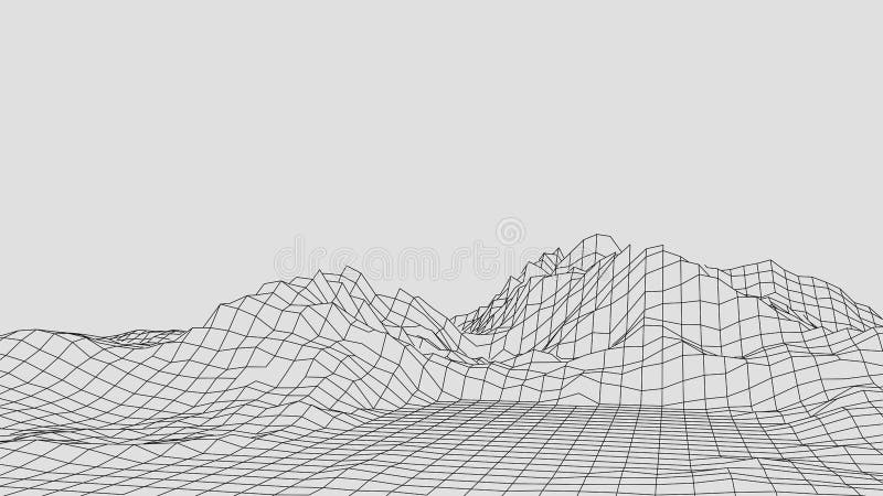 Wireframe Landscape Wire. Wireframe Terrain Lines Landscape Design. 3d ...