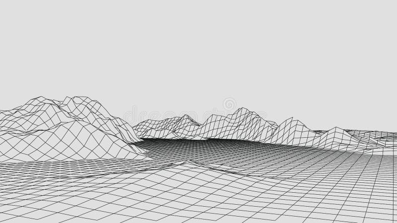 Wireframe Landscape Wire. Wireframe Terrain Lines Landscape Design. 3d ...