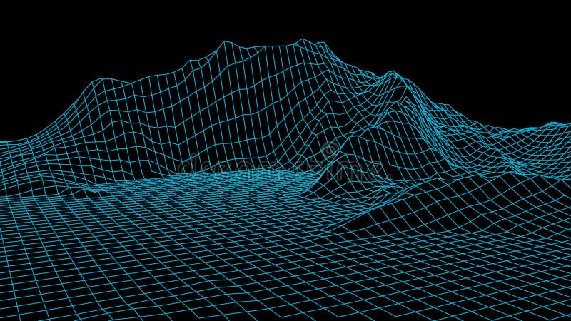 Wireframe Landscape Wire. Wireframe Terrain Lines Landscape Design. 3d ...
