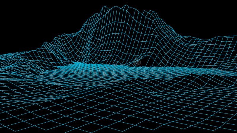 Wireframe Landscape Wire. Wireframe Terrain Lines Landscape Design. 3d ...