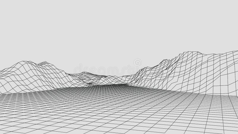 Wireframe Landscape Wire. Wireframe Terrain Lines Landscape Design. 3d ...