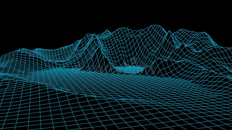 Wireframe Landscape Wire. Wireframe Terrain Lines Landscape Design. 3d ...