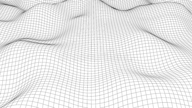 Wireframe Landscape Wire. Wireframe Wave Design. 3d Landscape Stock ...