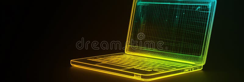 Wireframe Laptop Showing Futuristic Technology and Innovation Stock ...
