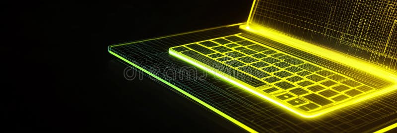 Wireframe Laptop Showing Futuristic Technology and Innovation Stock ...