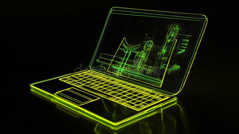 Wireframe Laptop Showing Futuristic Technology and Innovation Stock ...