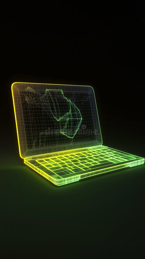 Wireframe Laptop Showing Futuristic Technology and Innovation Stock ...