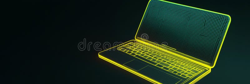Wireframe Laptop Showing Futuristic Technology and Innovation Stock ...