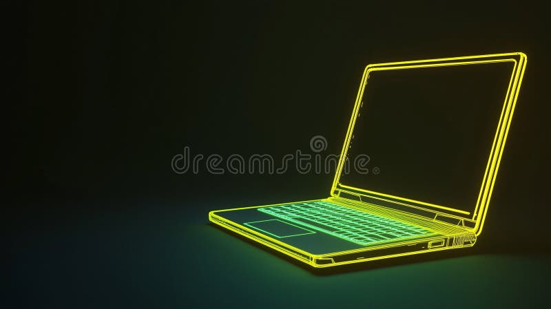 Wireframe Laptop Showing Futuristic Technology and Innovation Stock ...