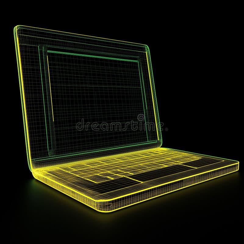 Wireframe Laptop Showing Futuristic Technology and Innovation Stock ...