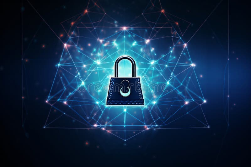 Wireframe Lock Symbol, Security Technology Concept Stock Illustration ...