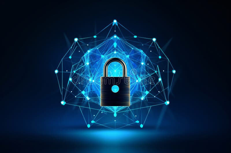 Wireframe Lock Symbol, Security Technology Concept Stock Illustration ...