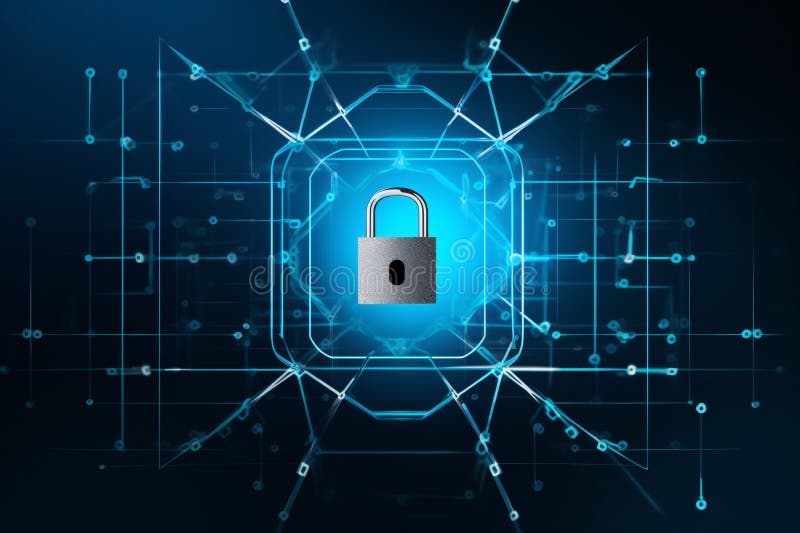 Wireframe Lock Symbol, Security Technology Concept Stock Illustration ...