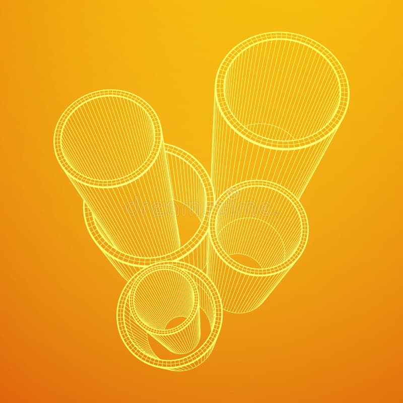 Wireframe Metallurgy Round Tubes Stock Vector - Illustration of model ...