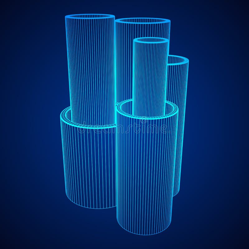 Wireframe Metallurgy Round Tubes Stock Vector - Illustration of ...