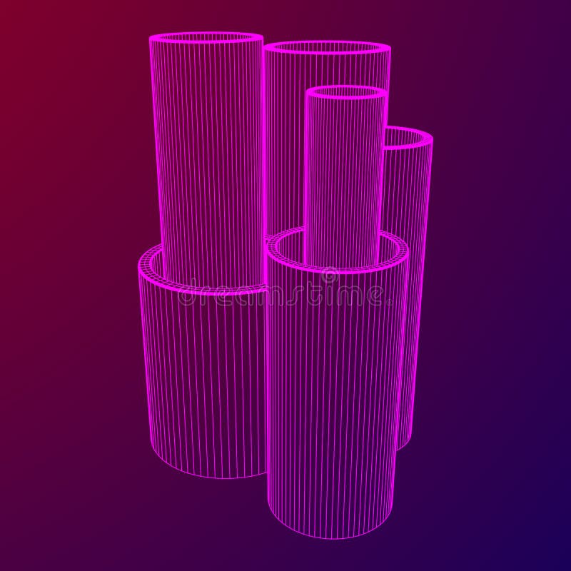 Wireframe Metallurgy Round Tubes Stock Vector - Illustration of ...