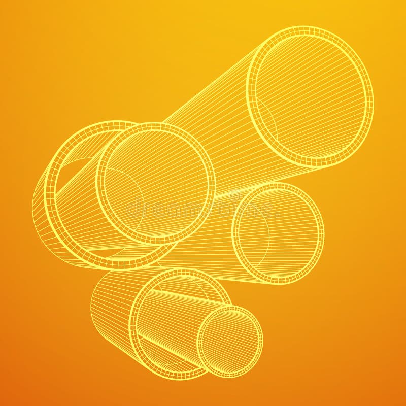 Wireframe Metallurgy Round Tubes Stock Vector - Illustration of beam ...
