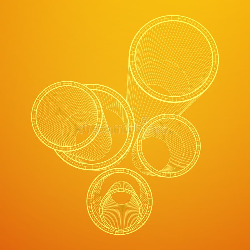 Wireframe Metallurgy Round Tubes Stock Vector - Illustration of ...