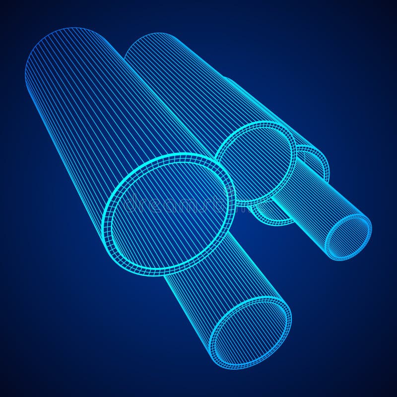 Wireframe Metallurgy Round Tubes Stock Vector - Illustration of ...