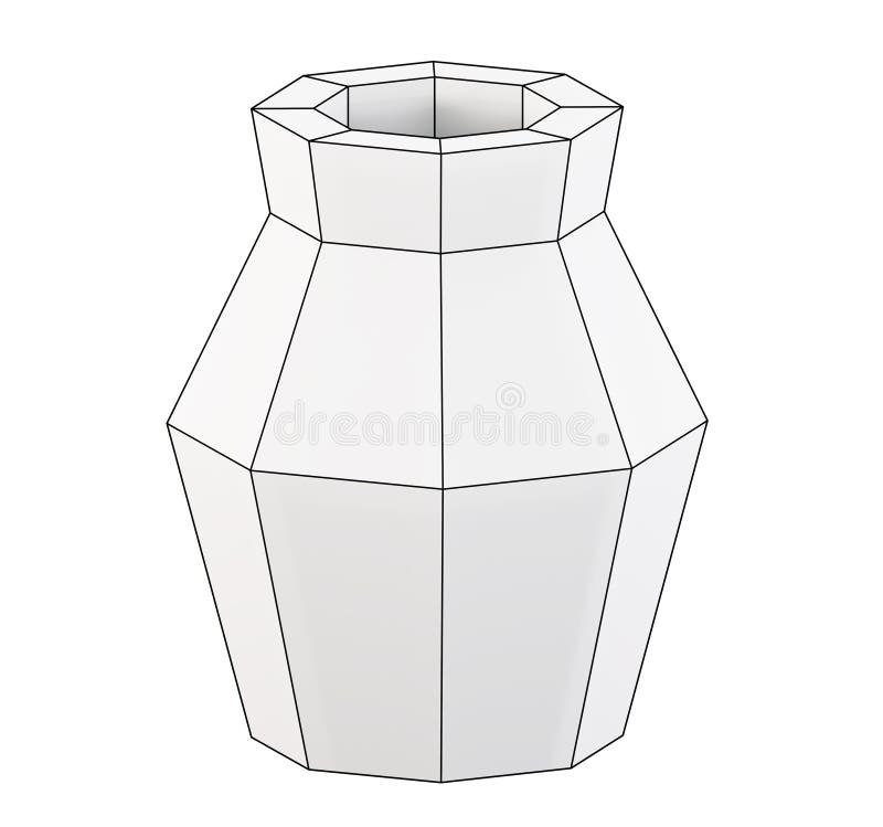 Wireframe Low Poly Vase Isolated on White Stock Photo - Illustration of ...