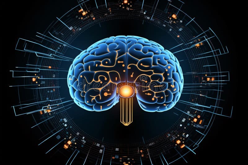 Wireframe mesh of brain stock illustration. Illustration of board ...