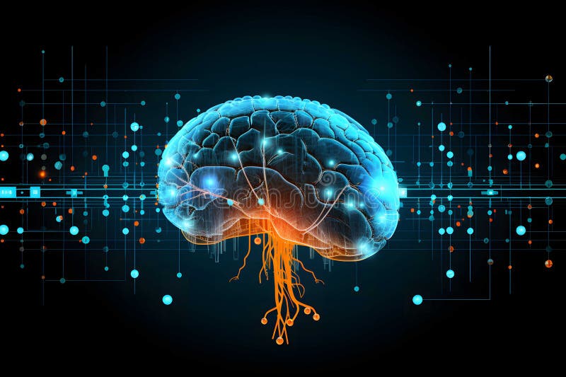 Wireframe Mesh of Brain Scan Technology Electric Technology Concept ...