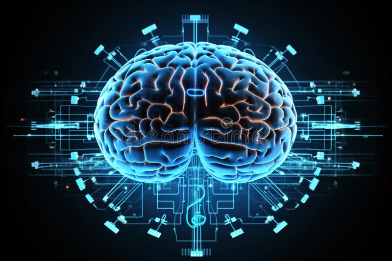 Wireframe Mesh of Brain, Brain Scan Technology, Electrical Technology ...