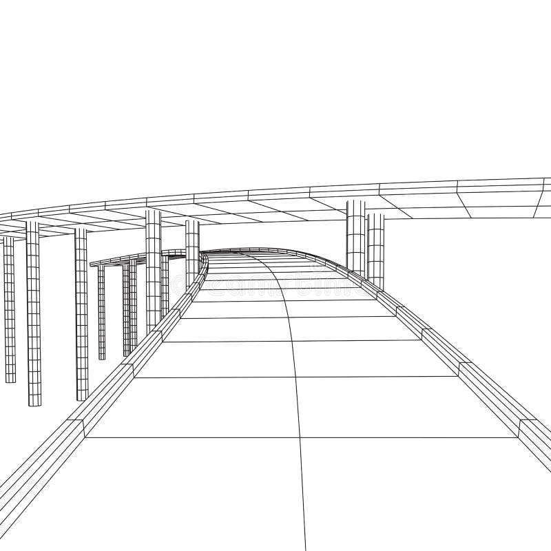 Wireframe Mesh Bridge Highway Crossing Illustration de Vecteur ...