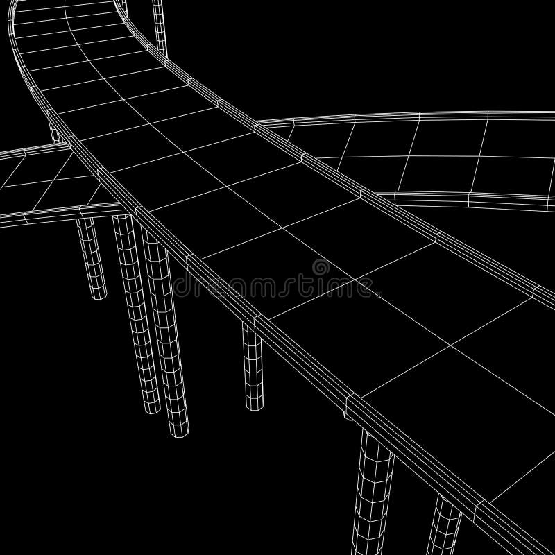 Wireframe Mesh Bridge Highway Crossing Stock Vector - Illustration of ...