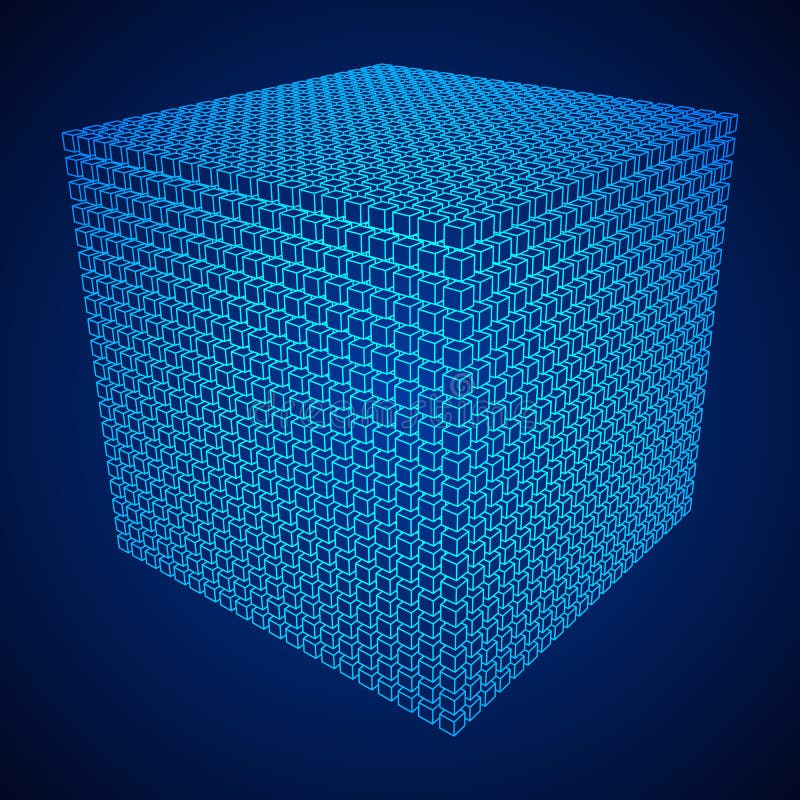 Wireframe Mesh Cube ilustración del vector. Ilustración de fondo ...