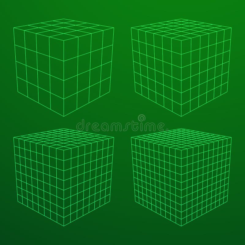 Wireframe Mesh Cube. stock vector. Illustration of complex - 97471883