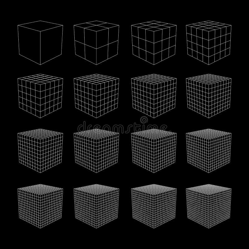 Wireframe Mesh Cube. stock vector. Illustration of model - 98068778