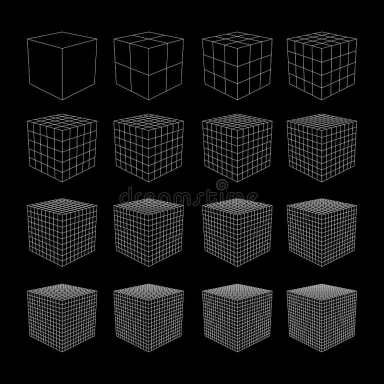 Wireframe Mesh Cube. stock vector. Illustration of model - 98068778