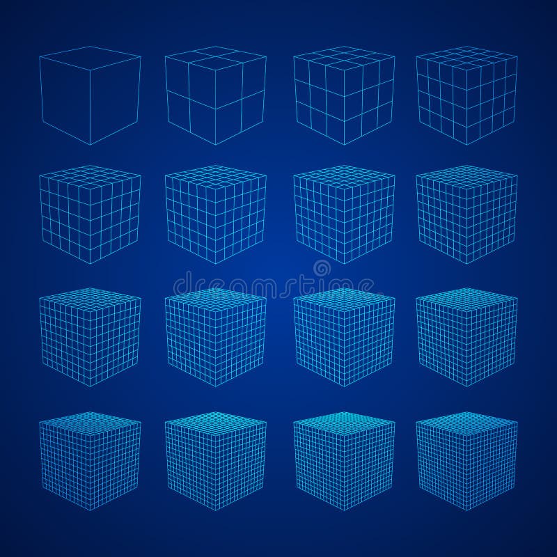 Cube 3d Mesh Wireframe Web And Data Connection Vector Concept Stock