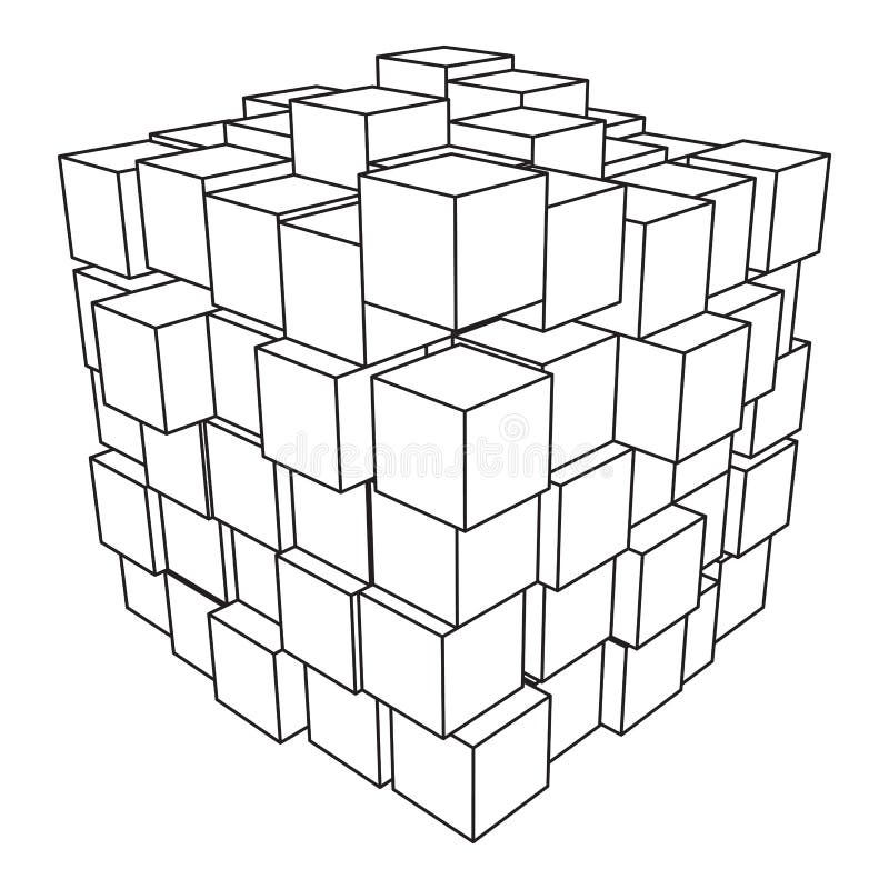 Wireframe Mesh Cube Stock Vector Illustration Of Cube 97471487