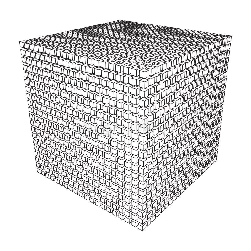 Wireframe Mesh Cube. stock vector. Illustration of polygon - 100425606